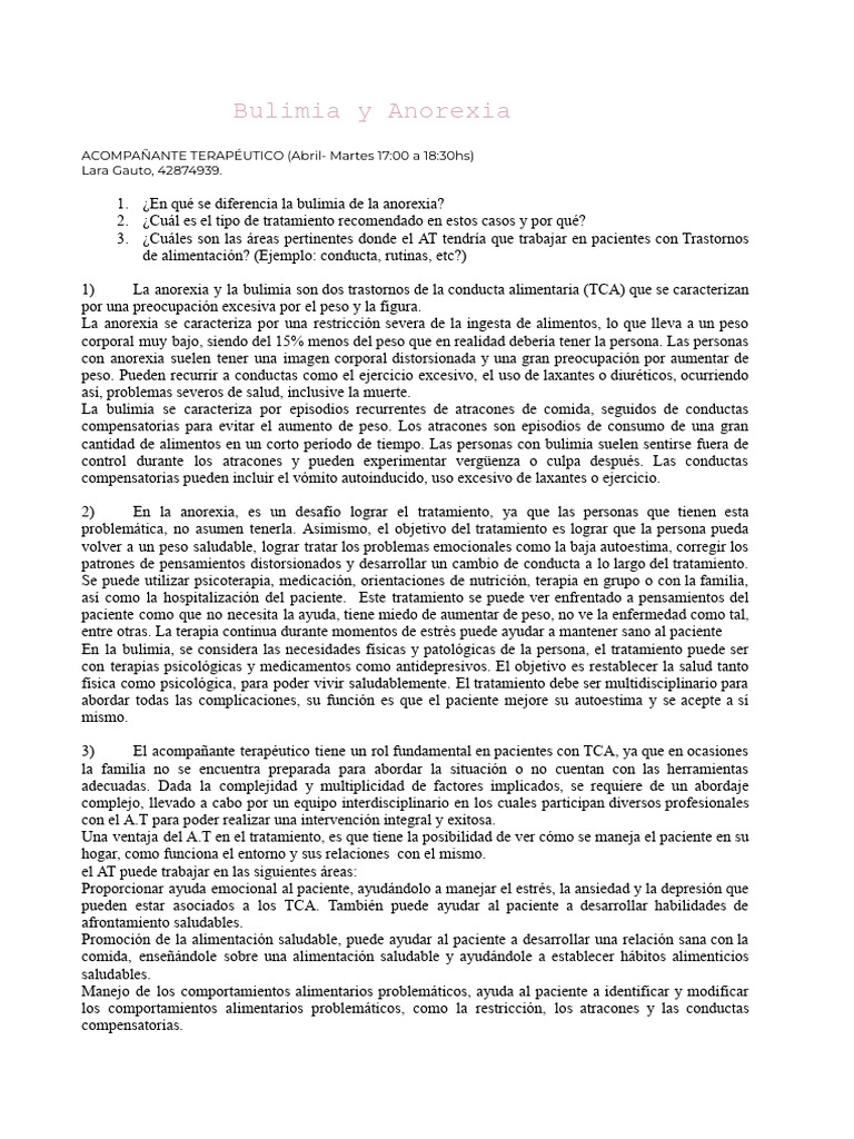 Bulimia Y Anorexia Pdf Bulimia Nerviosa Desorden Alimenticio 