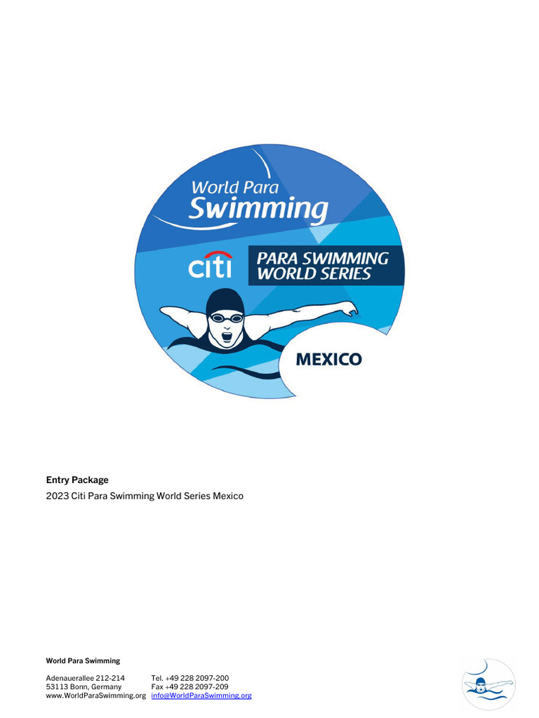2023 Citi Para Swimming World Series Entry Package (1) | PDF | Swimming | Sports