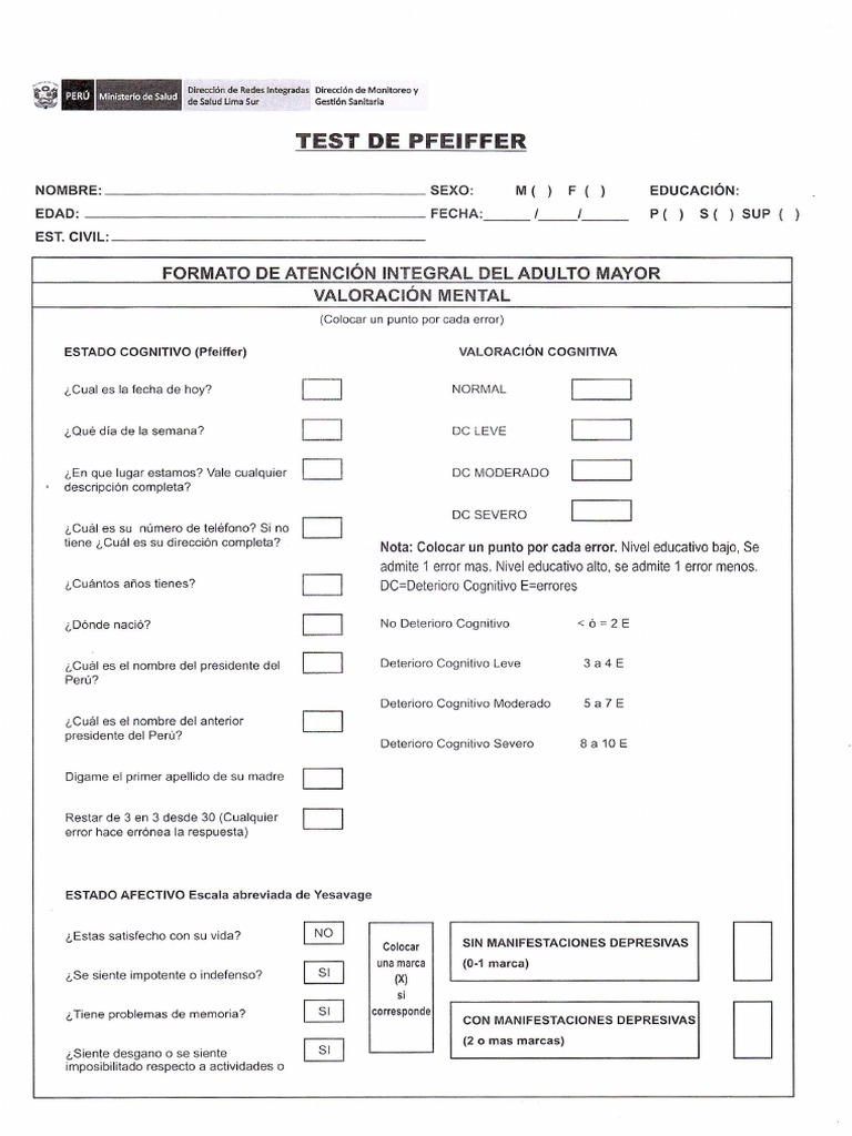 k. TEST DE PFEIFFER | PDF