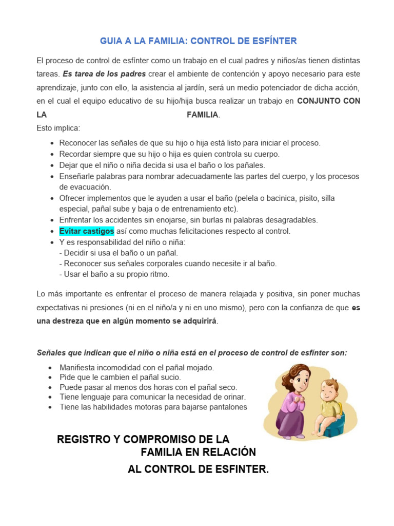 Guia Control de Esfinter | PDF | Aprendizaje | Cognición