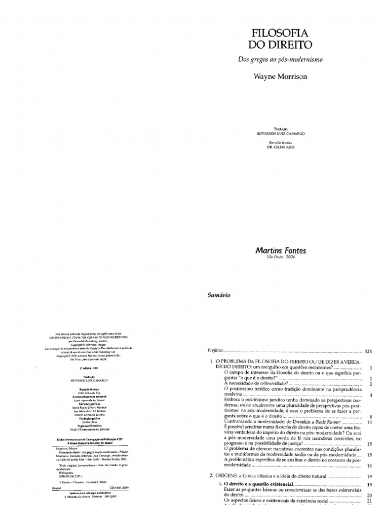 LIVRO - Wayne Morrison - Filosofia Do Direito - Dos Gregos Ao Pós ...