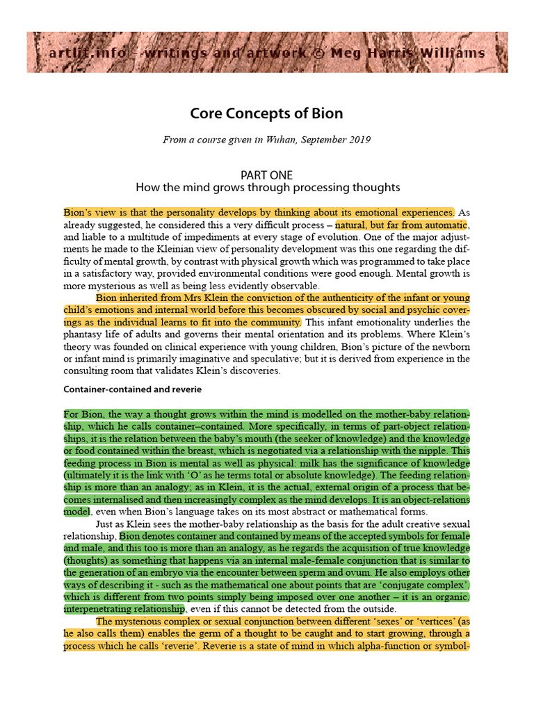 Bion 2 | PDF | Psychoanalysis | Thought