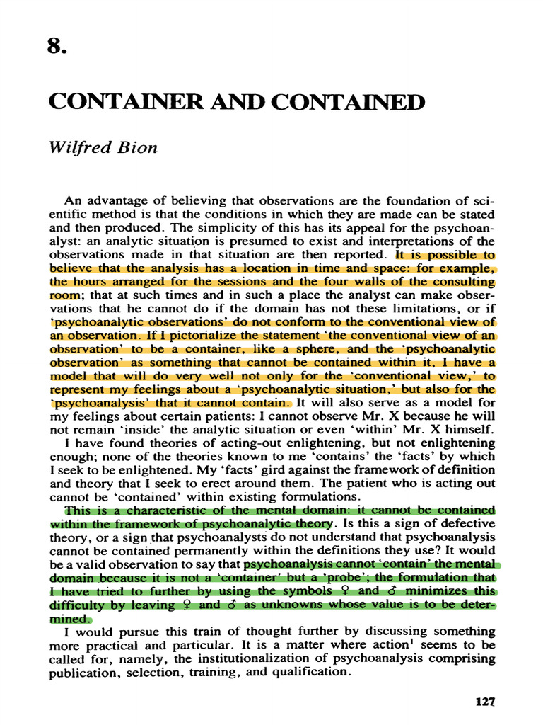Bion 1 | PDF | Psychoanalysis | Id