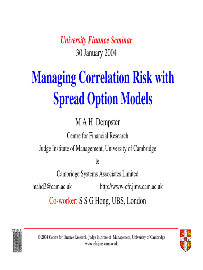 Managing Correlation Risk with Spread Option Models | PDF | Option ...