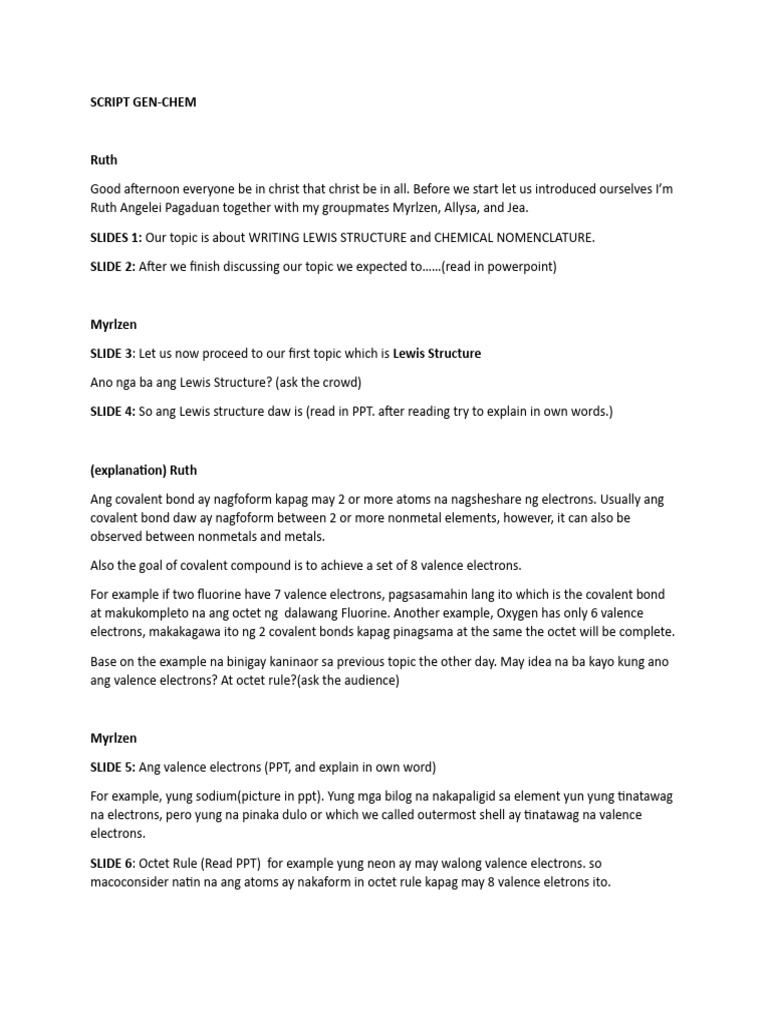 Script Gen | PDF | Chemical Bond | Valence (Chemistry)