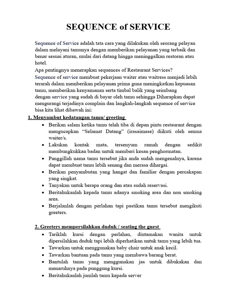 Materi Dan Langkah Langkah Sequence of Service | PDF