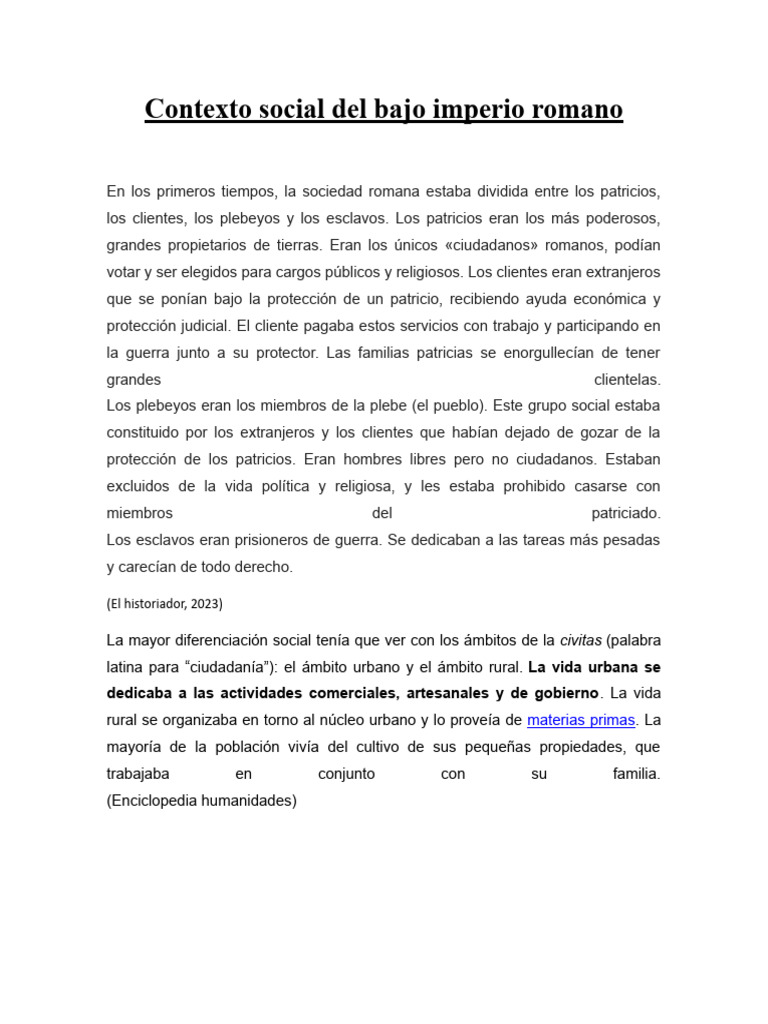 Contexto Social Del Bajo Imperio Romano.01 | PDF | Roma antigua ...