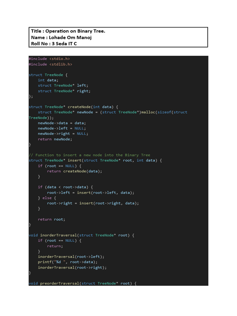 binaryTree | PDF | Computing | Computer Data binaryTree | PDF | Computing | Computer Data