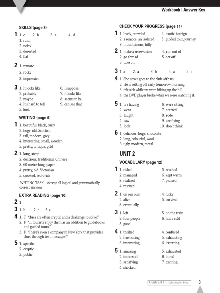 SKILLS (Page 8) Check Your Progress (Page 11) : Workbook - Answer Key | PDF