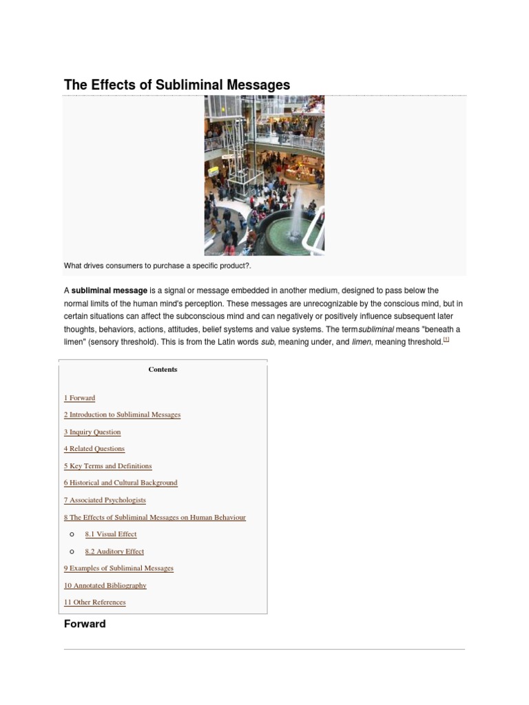The Effects of Subliminal Messages | PDF | Behavior | Schema (Psychology)