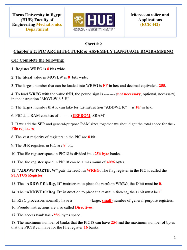 Answer Sheet # 2 Microcontroller and Applications | PDF | Computer Architecture | Computing