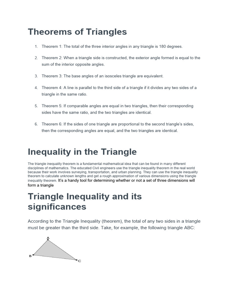 Theorems of Triangles | PDF | Triangle | Theorem