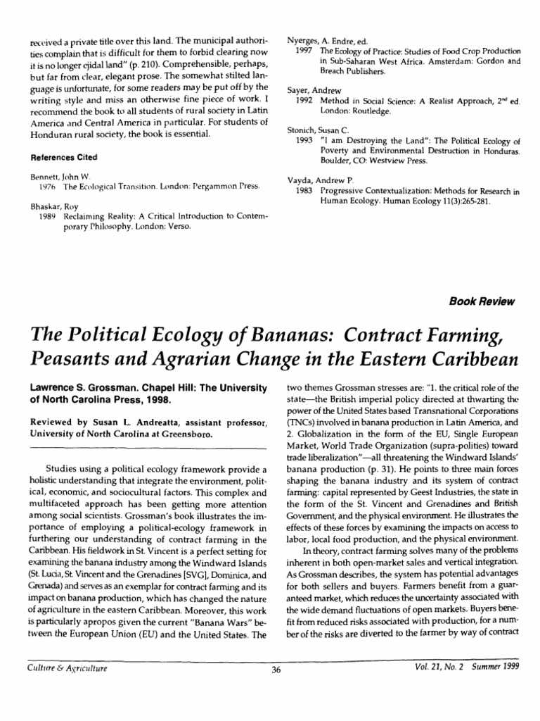 The Political Ecology of Bananas Contrac | PDF | Agriculture | Farmer