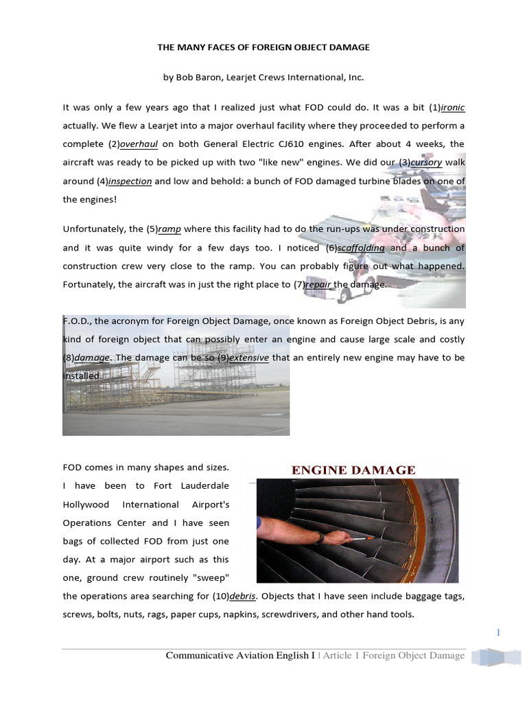 Foreign Object Damage | PDF | Foreign Object Damage | Aviation