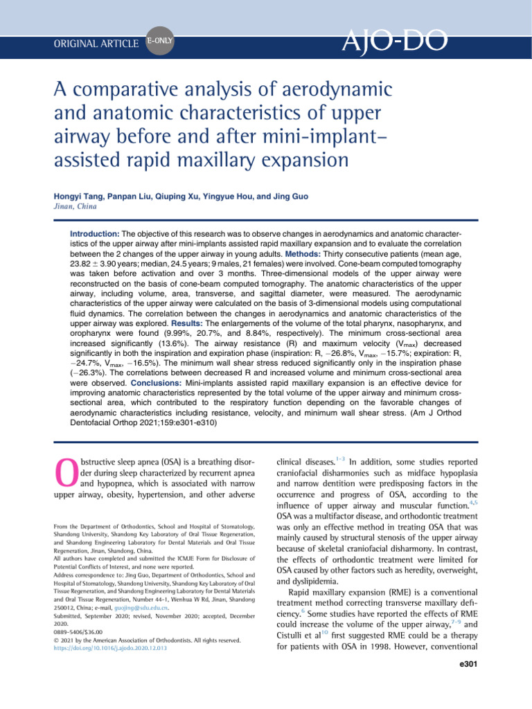 A Comparative Analysis of Aerodynamic and Anatomic Characteristics of ... A Comparative Analysis of Aerodynamic and Anatomic Characteristics of ...