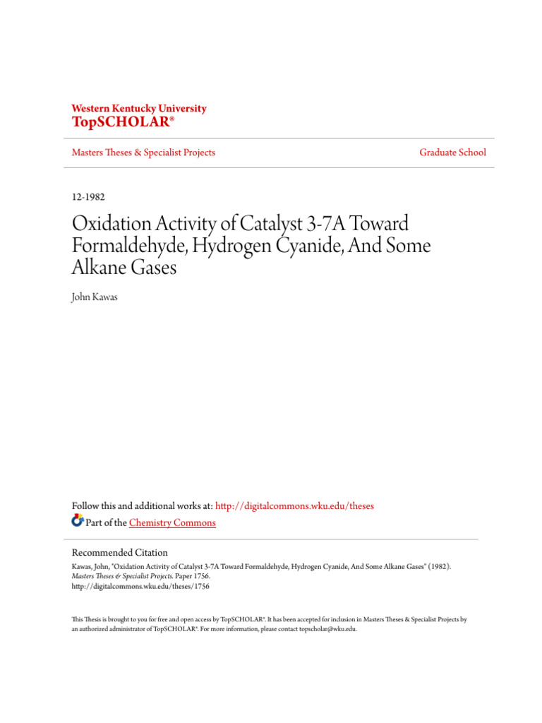 Oxidation Activity of Catalyst 3-7A Toward Formaldehyde Hydrogen | PDF ...