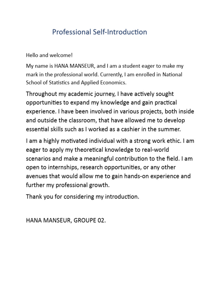 Profissional Self Introduction | PDF