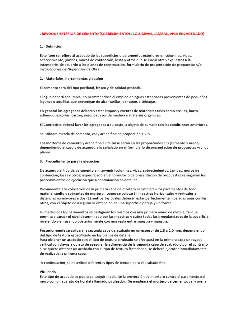 Revoque Exterior de Cemento: Guía Completa | PDF | Cemento | Mortero ...