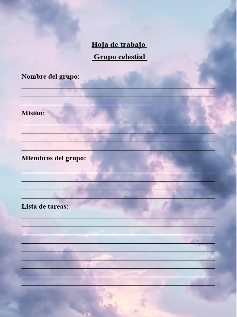 Hoja Trabajo Grupo Celestial | PDF