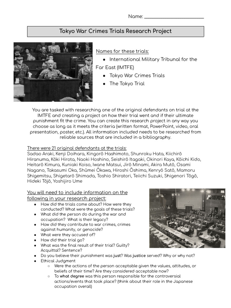 tokyo war crimes trials project | PDF | Empire Of Japan | International ...