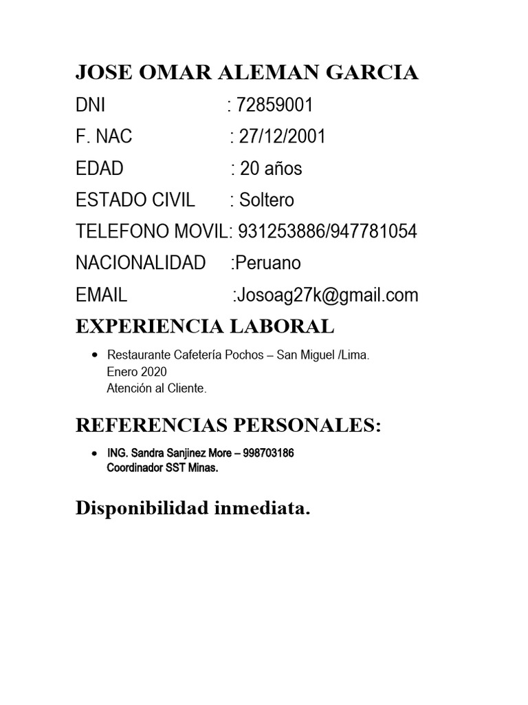 Jose Omar Aleman Garcia CV | PDF