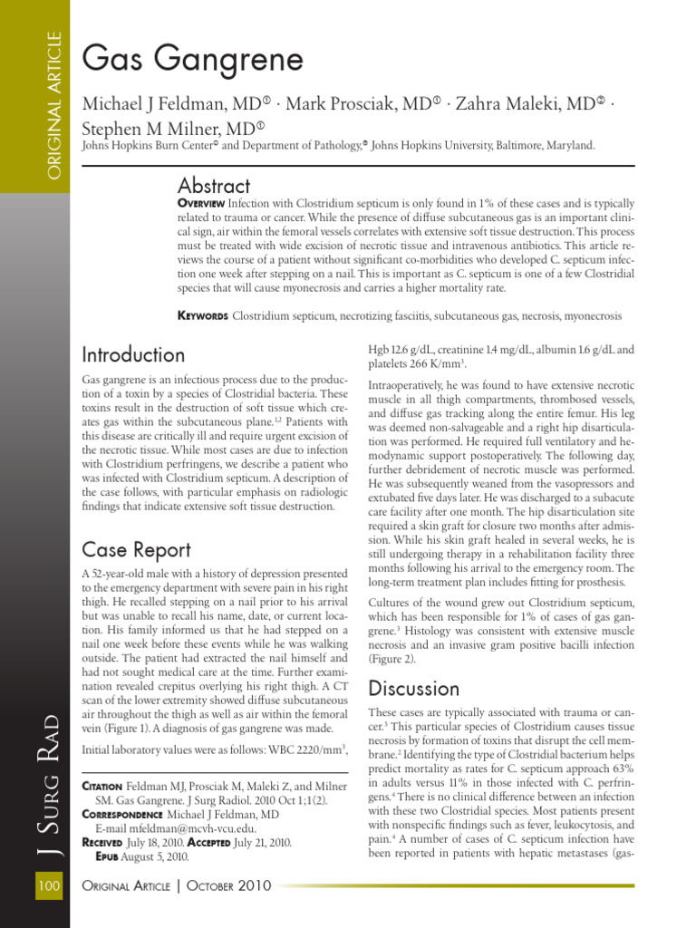 Gas Gangrene | PDF | Medical Specialties | Health Sciences
