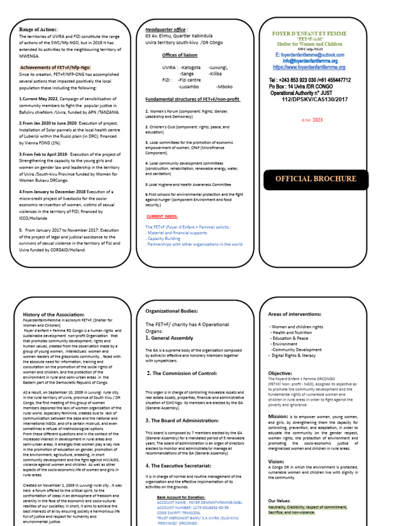 BROCHURE June 2023 (AutoRecovered) | PDF | Democratic Republic Of The ...