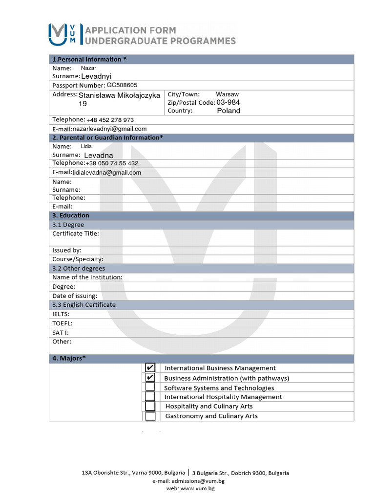 Application Form 2021 2022 | PDF | Health Care