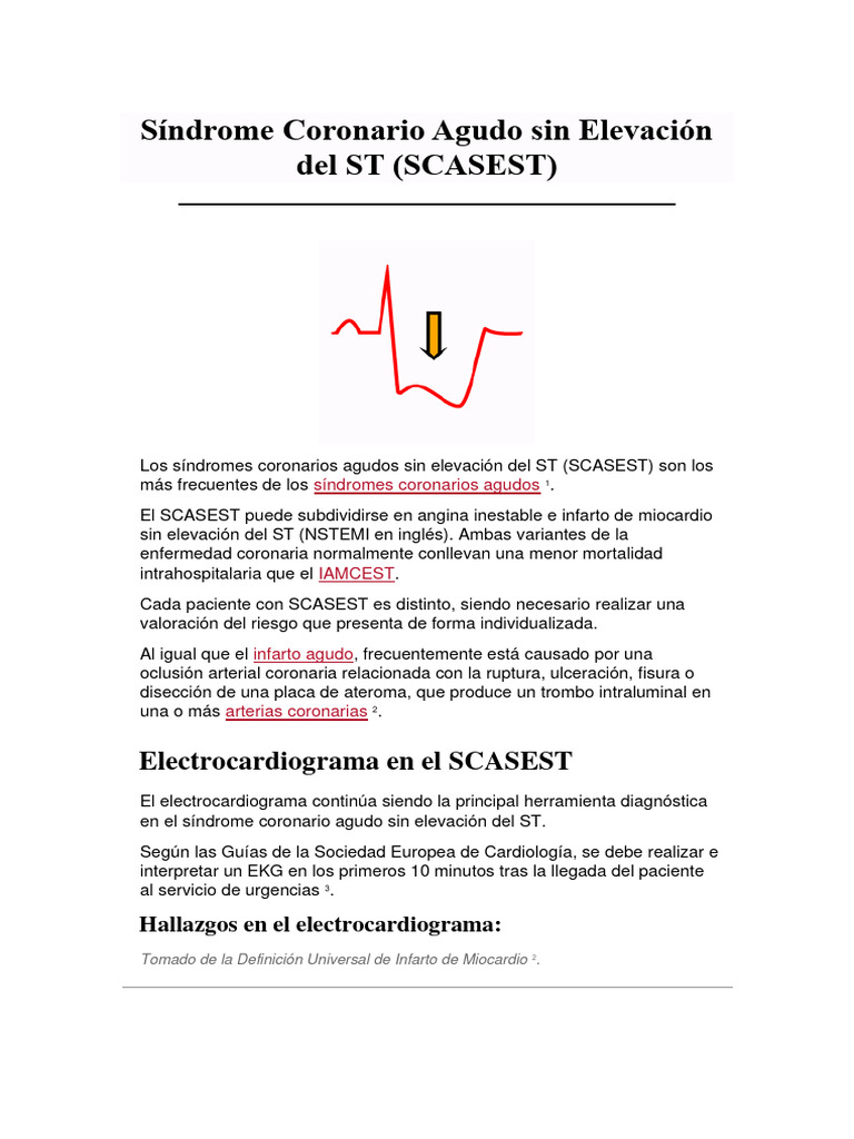 SCASEST: Diagnóstico y Tratamiento | PDF | Infarto de miocardio ...