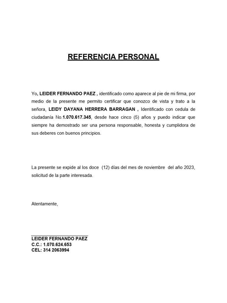 Referencia Personal | PDF