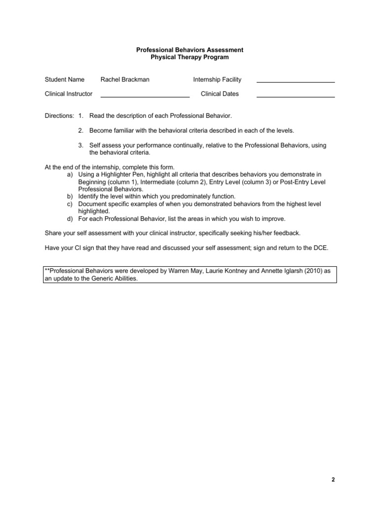 professional behavior assessment - final draft | PDF | Communication ...
