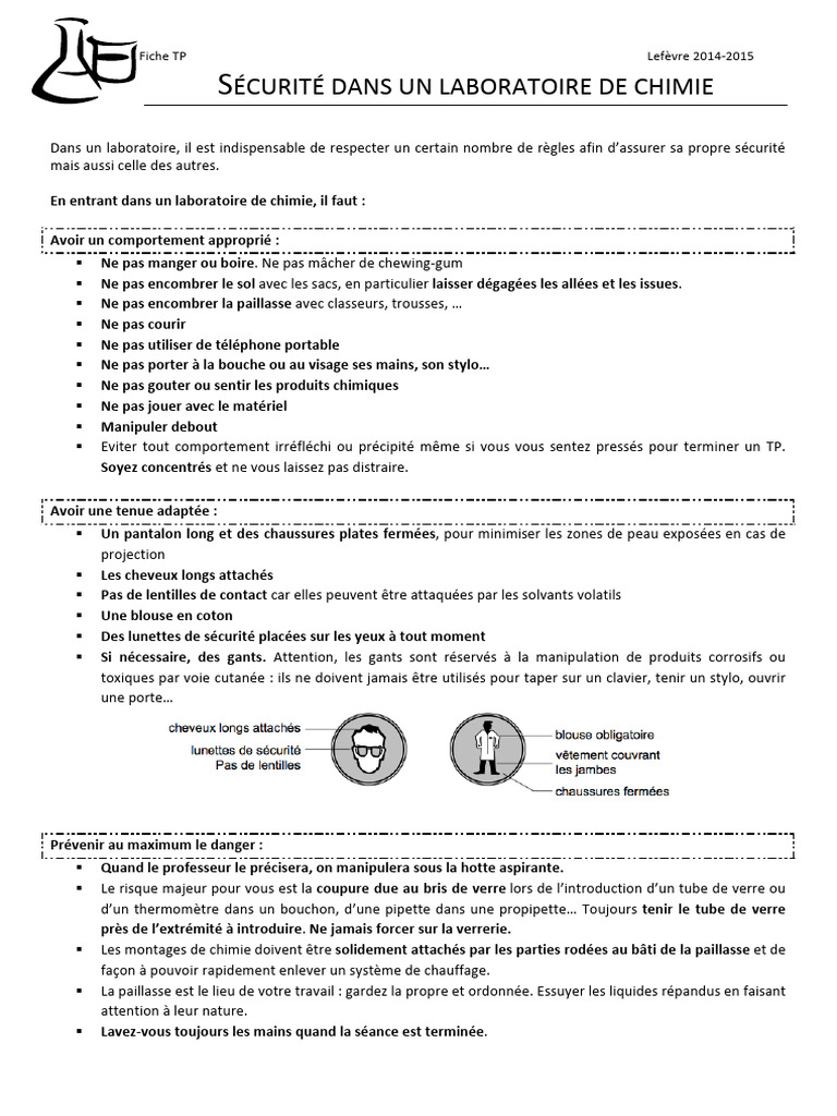 Sécurité en laboratoire de chimie | PDF | Chimie | Sciences physiques