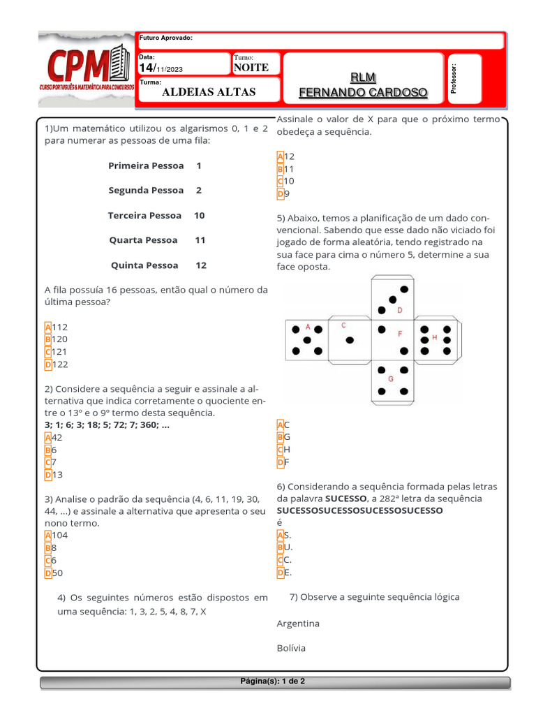 Sequencias Lógicas Aula 002 | PDF
