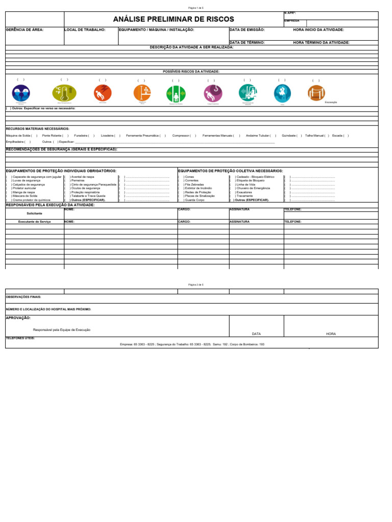 APR - Modelo em Branco - Segurança Do Trabalho | PDF