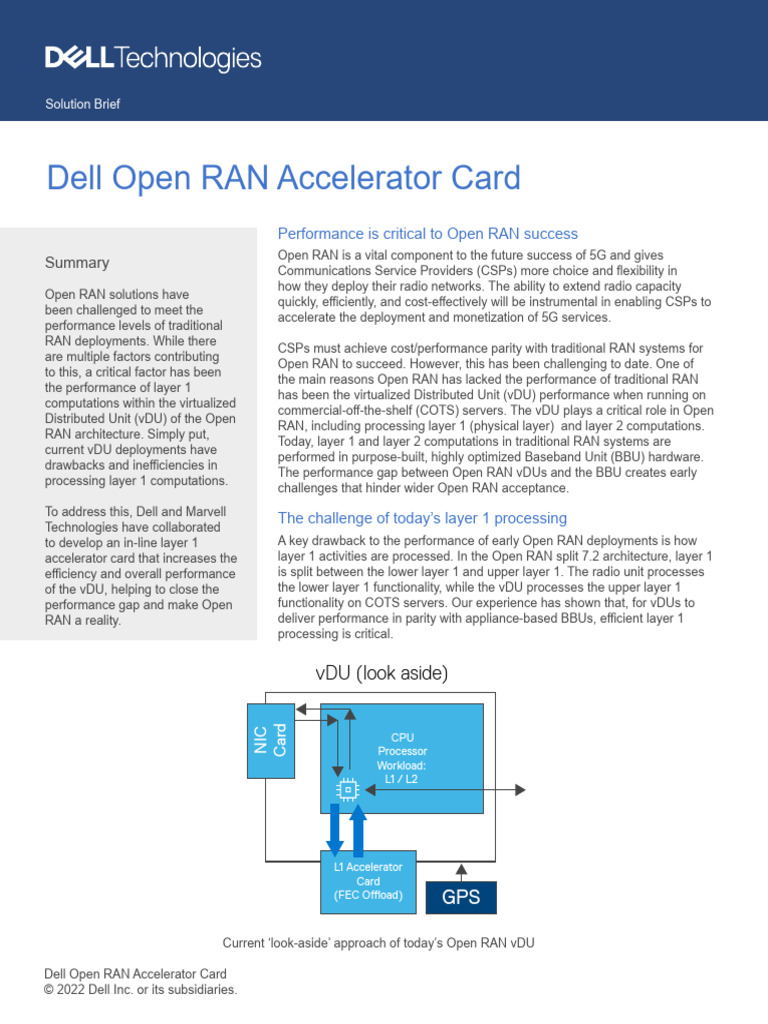Dell Open Ran Accelerator Solution Brief | PDF | Network Interface ...