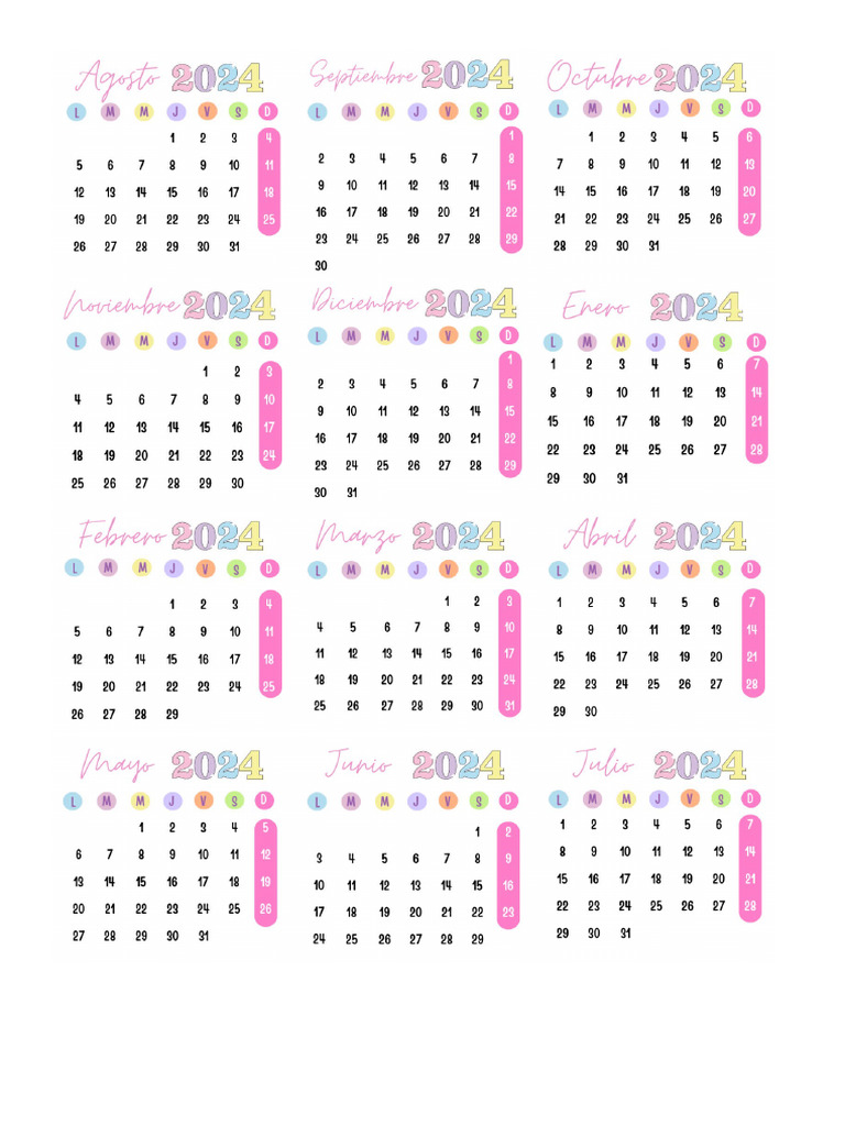 Meses Mini Calendarios | PDF