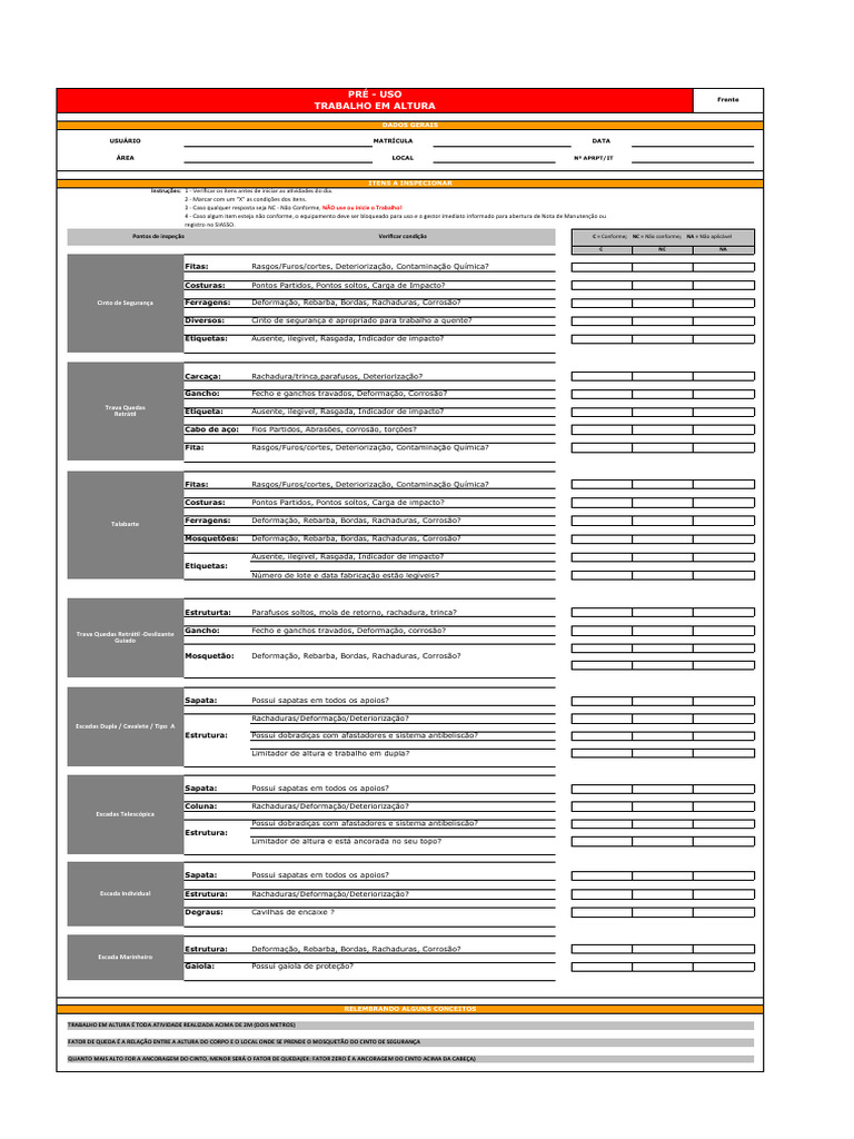 Check-List Trabalho em Altura | PDF | Corrosão