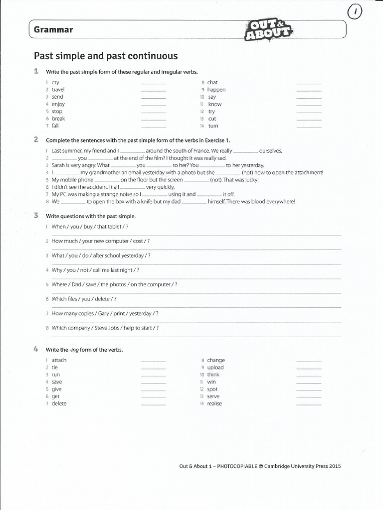 Past Simple Vs Past Continuous Exercises - Diff Types | PDF
