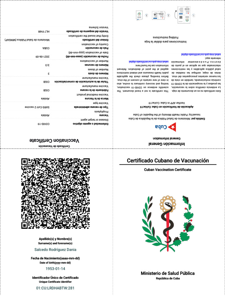 Dania Salcedo Rodriguez Certificado Covid19 | PDF | Inmunología | Medicina CLINICA