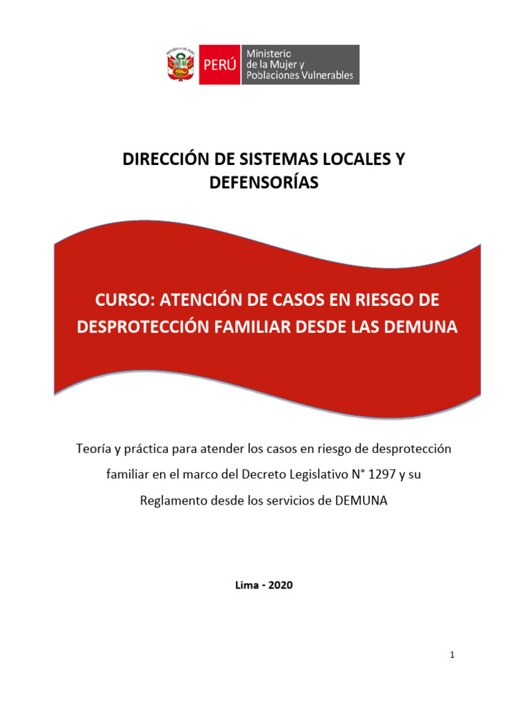 Manual Del Curso Atención de Casos en Riesgo y Desprotección Familiar ... Manual Del Curso Atención de Casos en Riesgo y Desprotección Familiar ...