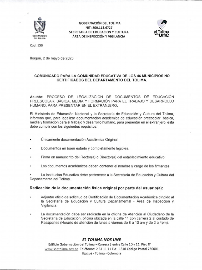 COMUNICADO - PROCESO DE LEGALIZACIÓN DE DOCUMENTOS | PDF COMUNICADO - PROCESO DE LEGALIZACIÓN DE DOCUMENTOS | PDF