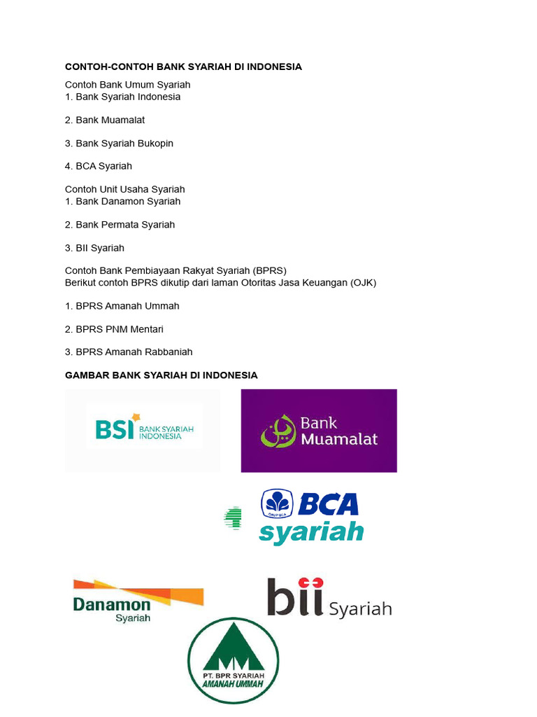 Contoh Bank Syariah di Indonesia | PDF