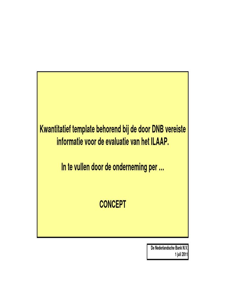 Concept Ilaap Kwantitatief Template DNB | PDF | Euro | Banks