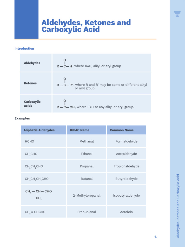 Aldehydes Ketones and Carboxylic Acid | PDF | Aldehyde | Ketone