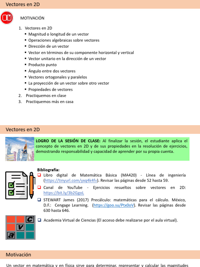 Sesión 4.1 Vectores en 2D - Notas | PDF | Vector Euclidiano | Aceleración