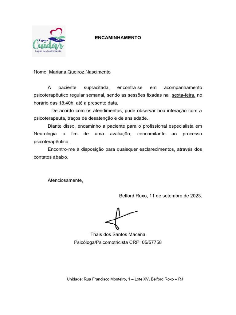 Modelo Encaminhamento | PDF Modelo Encaminhamento | PDF