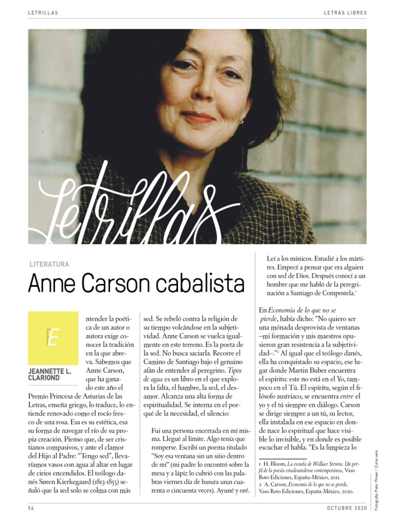 Anne Carson: Poesía y Sed Espiritual | PDF | Andy Warhol