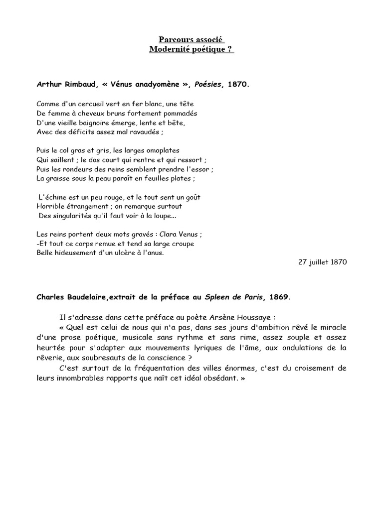 Modernité poétique : Rimbaud à Ponge | PDF | Poésie | Poésie française