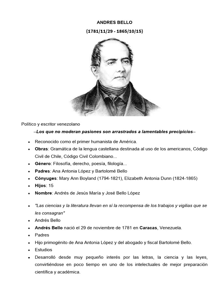 Aportes de Andrés Bello a la educación | PDF | Ciencias sociales | Clásicos