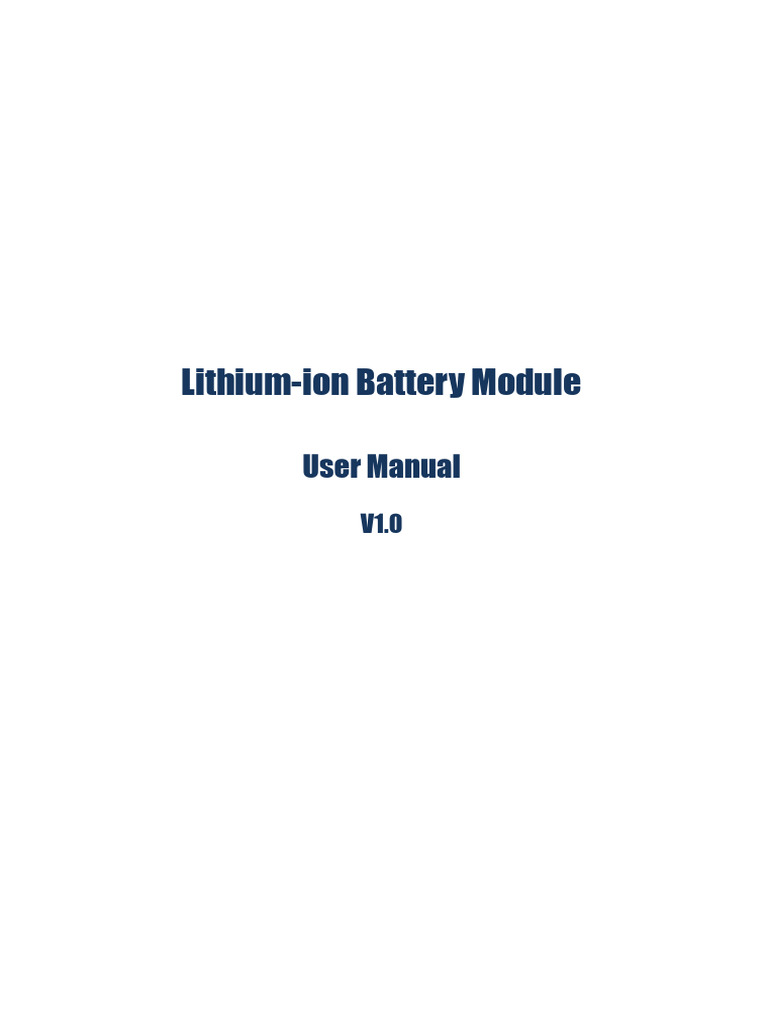 Lithium-ion Battery Module User Manual | PDF | Power Supply | Lithium ...